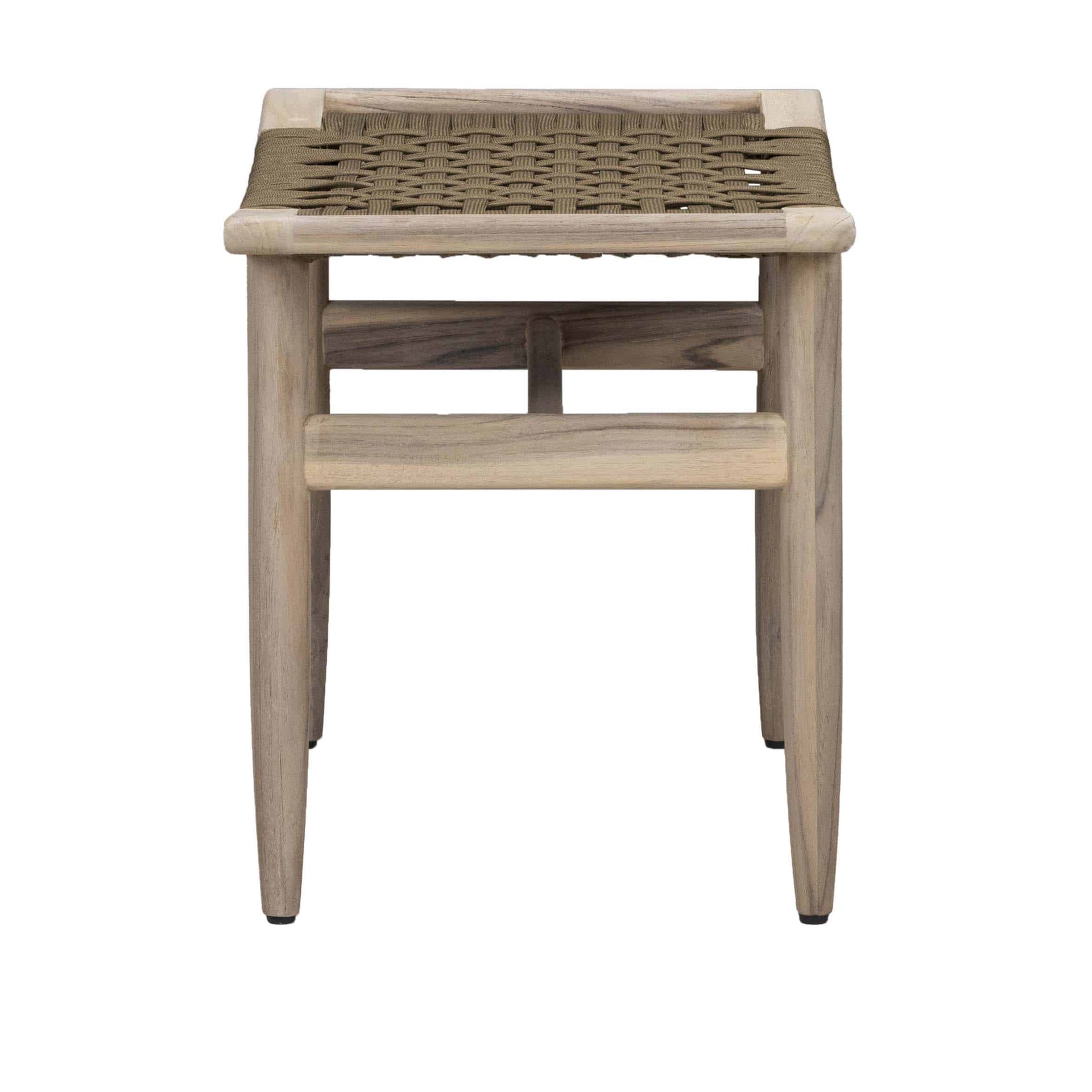 Leo Outdoor Teak and Rope Stool | Design Warehouse